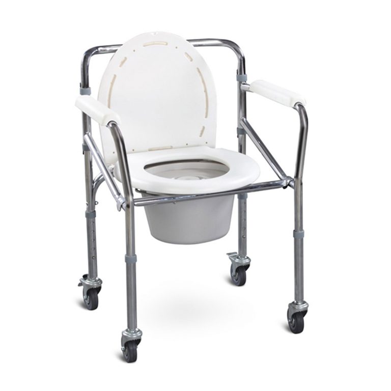 FOLDABLE COMMODE CHAIR WITH WHEELS - Gagana Pharmacy