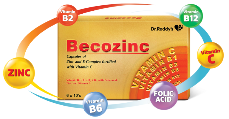 BECOZINC CAPSULES 60'S ( VITAMIN B1, B2, B12,FOLIC ACID, ZINC, VITAMIN ...